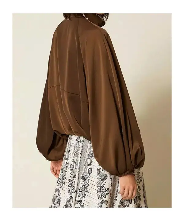 TWINSET Casual Zip-up Jacket With Pleated Cuffs And Elastic Hem