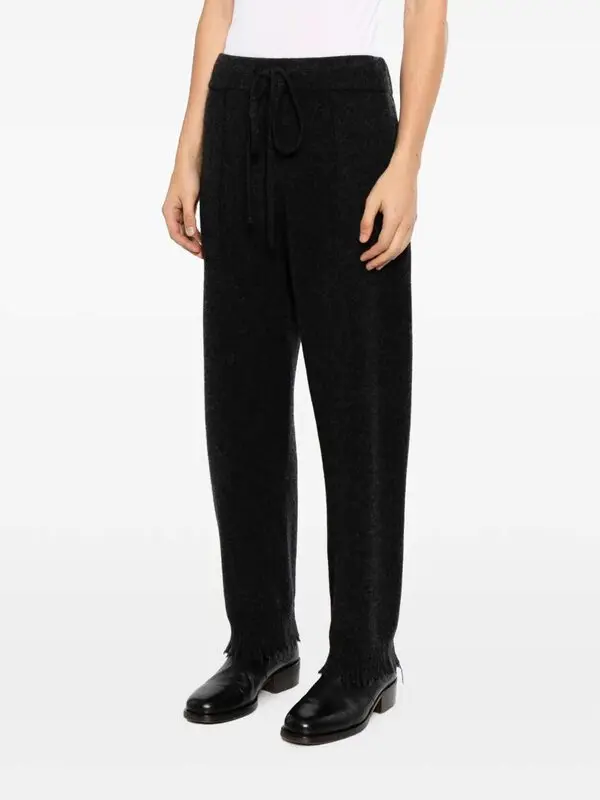 UMA WANG Elastic Waist Casual Pants With Frayed Hem - Dark Grey