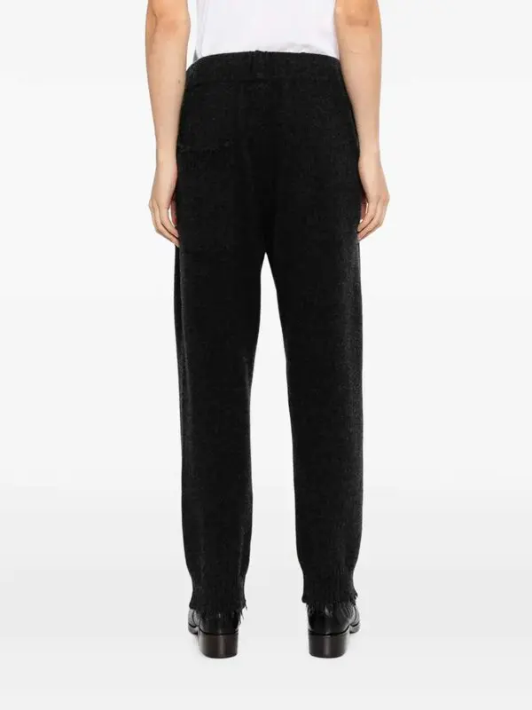 UMA WANG Elastic Waist Casual Pants With Frayed Hem - Dark Grey