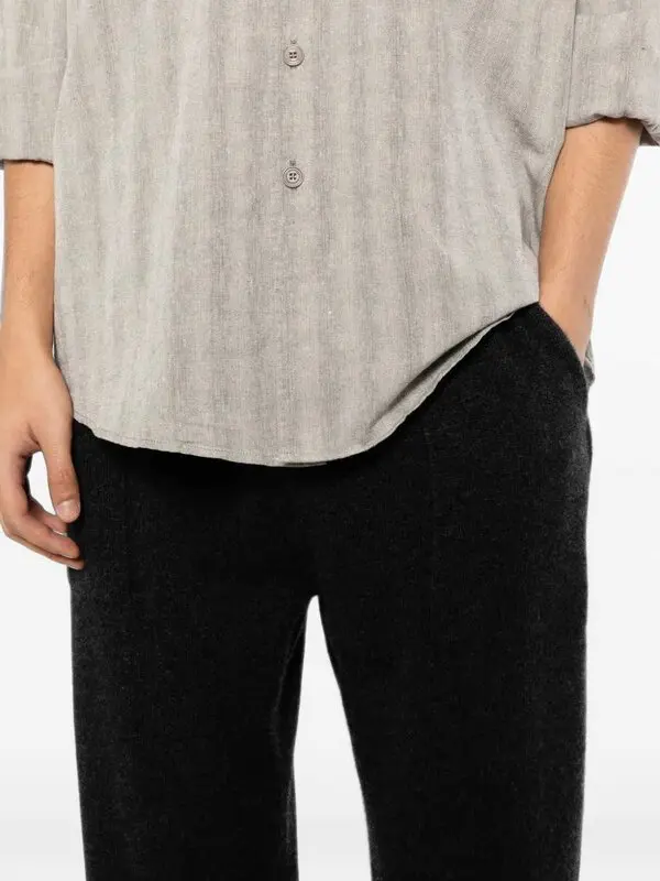 UMA WANG Elastic Waist Casual Pants With Frayed Hem - Dark Grey