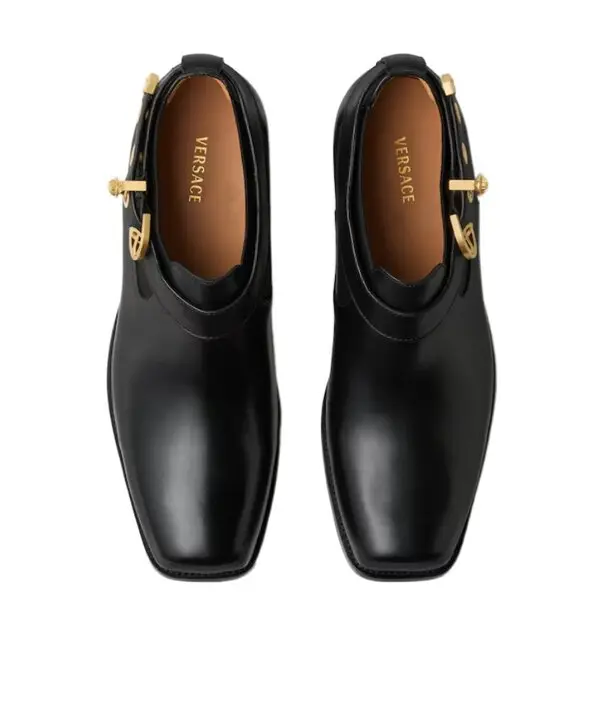 Versace Orlando Leather Chelsea Boots With Medusa Buckle