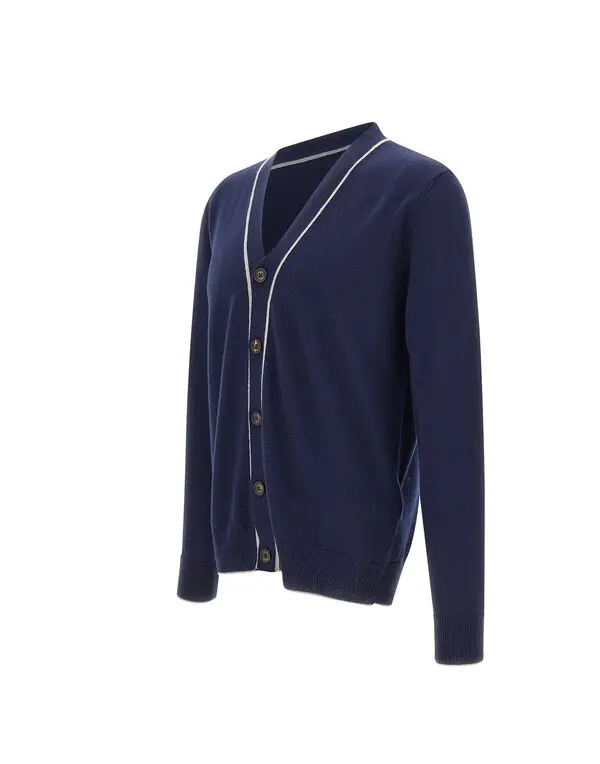 Eleventy V-neck Button-up Cardigan With Ribbed Trim