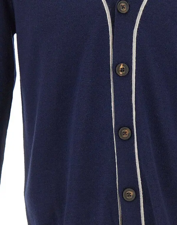 Eleventy V-neck Button-up Cardigan With Ribbed Trim