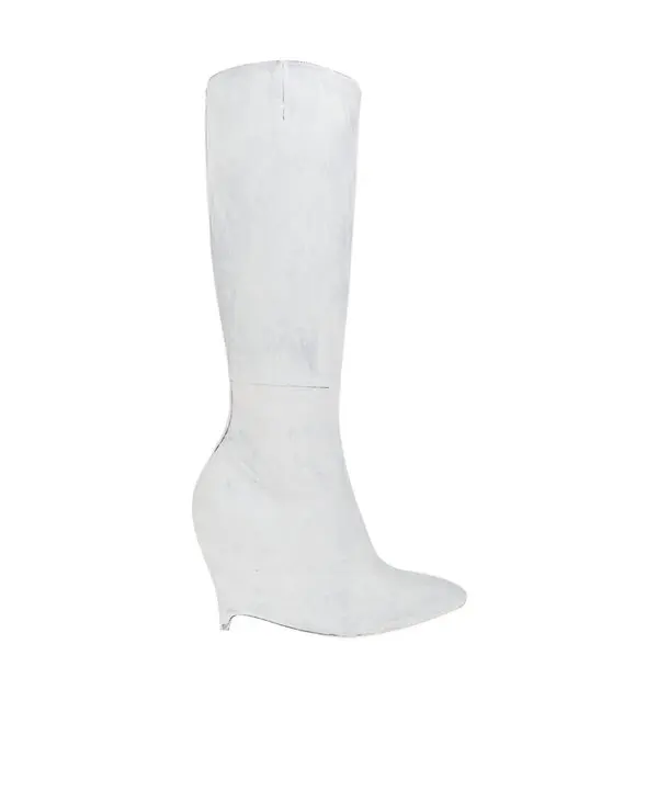 MAISON MARGIELA Leather Wedge Heel Boots - White