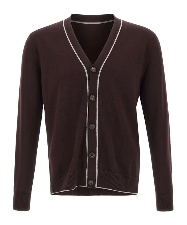 Eleventy Long-sleeved Knitted Cardigan With V-neck And Button Closure