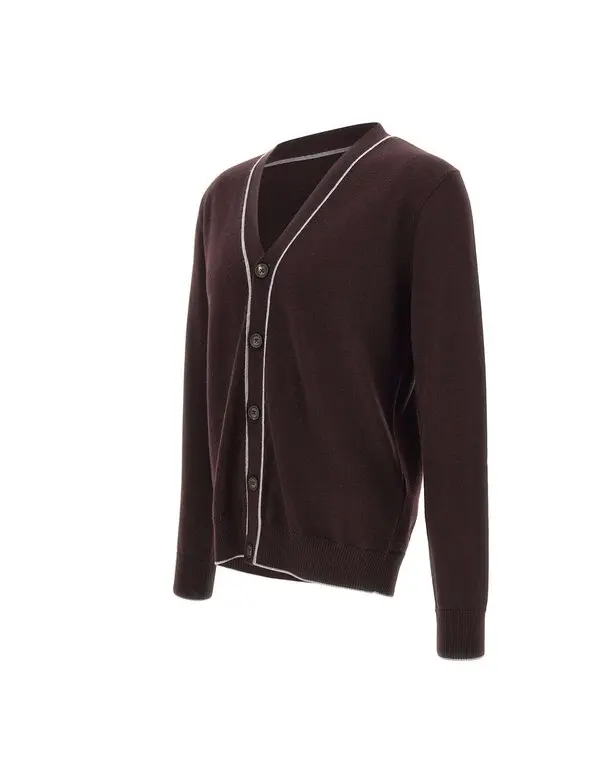 Eleventy Long-sleeved Knitted Cardigan With V-neck And Button Closure