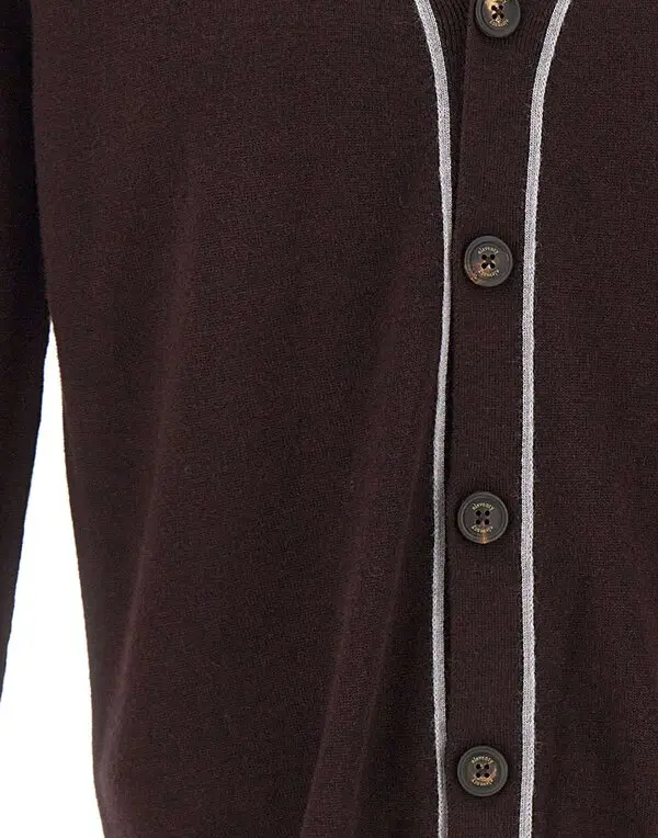 Eleventy Long-sleeved Knitted Cardigan With V-neck And Button Closure