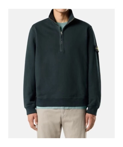 Stone Island Regular-fit Half-zip Sweatshirt With Ribbed Inserts