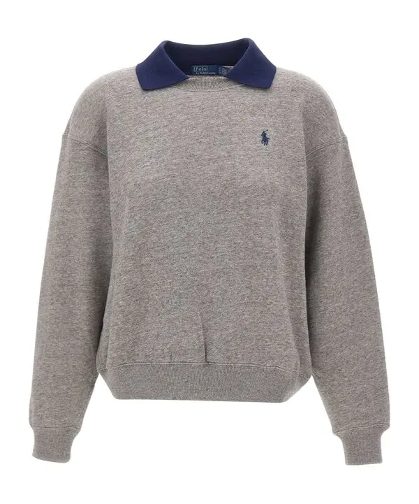 Polo Ralph Lauren Long Sleeve Sweatshirt With Polo Collar - Grey