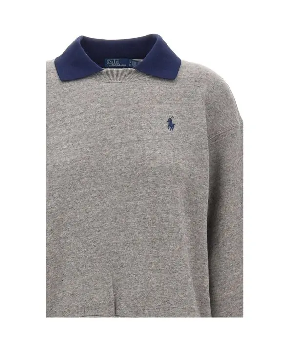 Polo Ralph Lauren Long Sleeve Sweatshirt With Polo Collar - Grey