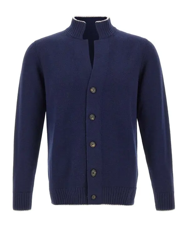 Eleventy Long-sleeved Cardigan With Contrasting Piping