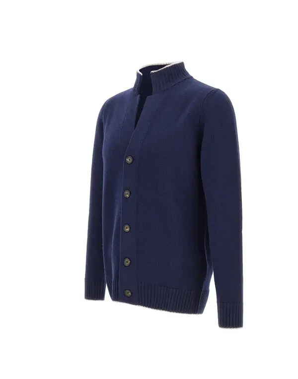 Eleventy Long-sleeved Cardigan With Contrasting Piping