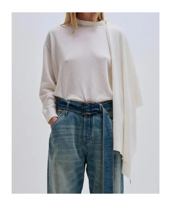 DARKPARK Addison Long-sleeve Sweater With Scarf - White