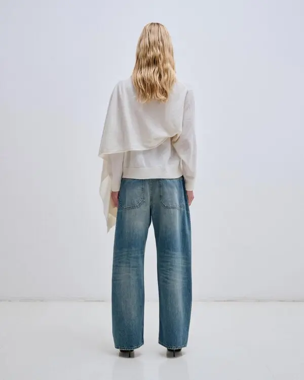 DARKPARK Addison Long-sleeve Sweater With Scarf - White