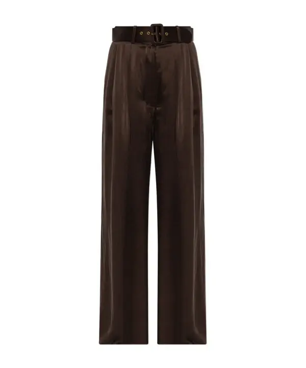 Zimmermann Belted Pleated Wide-leg Pants