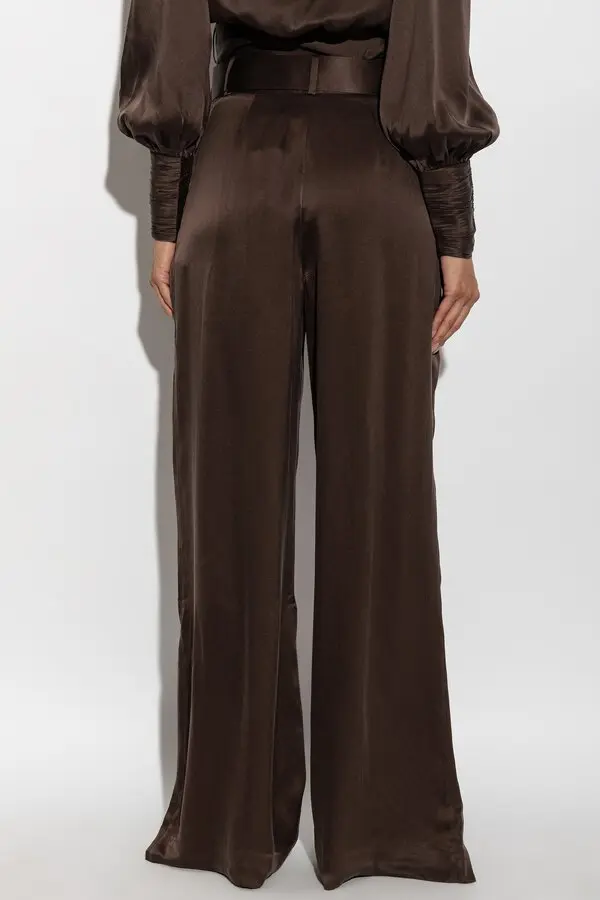 Zimmermann Belted Pleated Wide-leg Pants