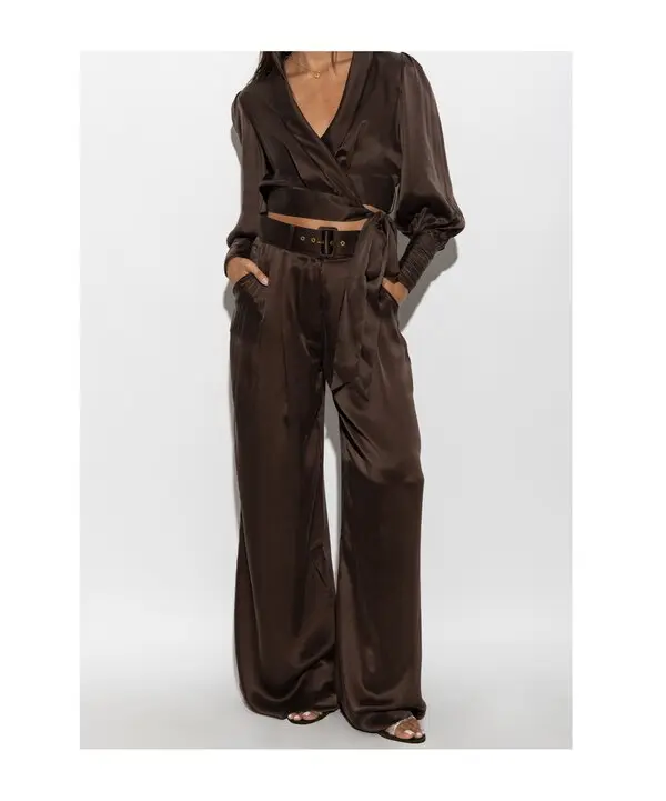 Zimmermann Belted Pleated Wide-leg Pants