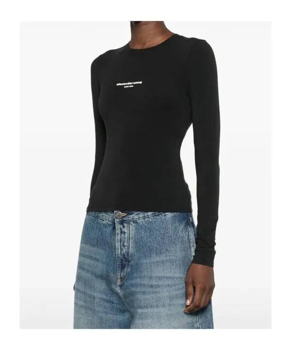 Alexander Wang Fitted Ls T-shirt W/ Logo Print