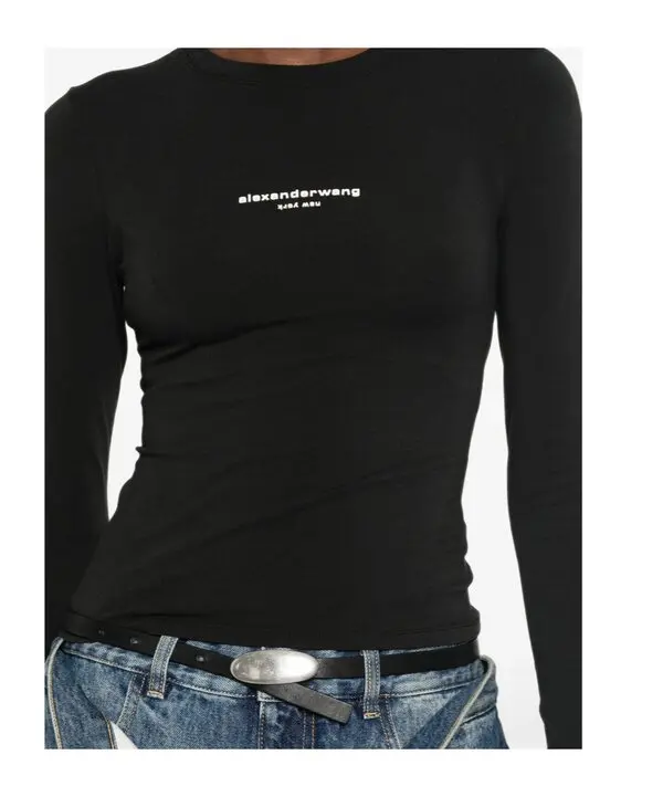 Alexander Wang Fitted Ls T-shirt W/ Logo Print