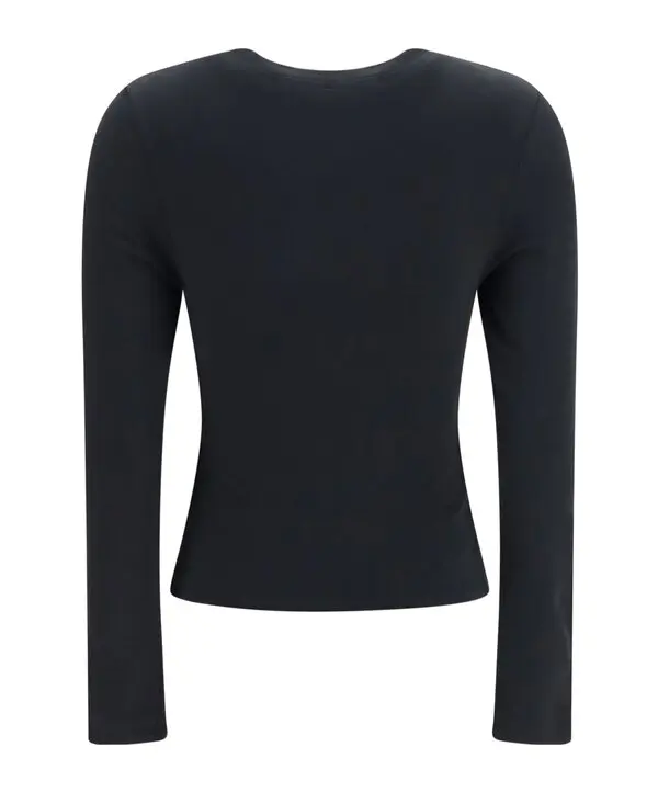 Alexander Wang Fitted Long Sleeve T-shirt With Logo Print - Black