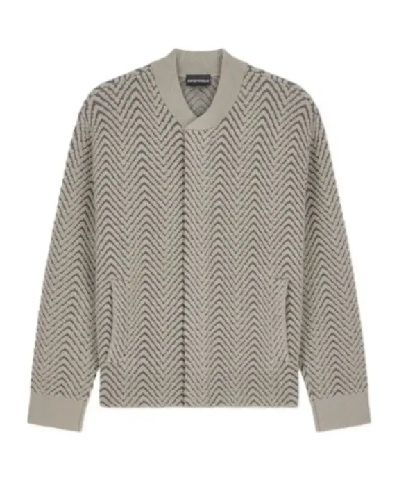 Emporio Armani Virgin Wool Chevron Knit Blouson Jacket
