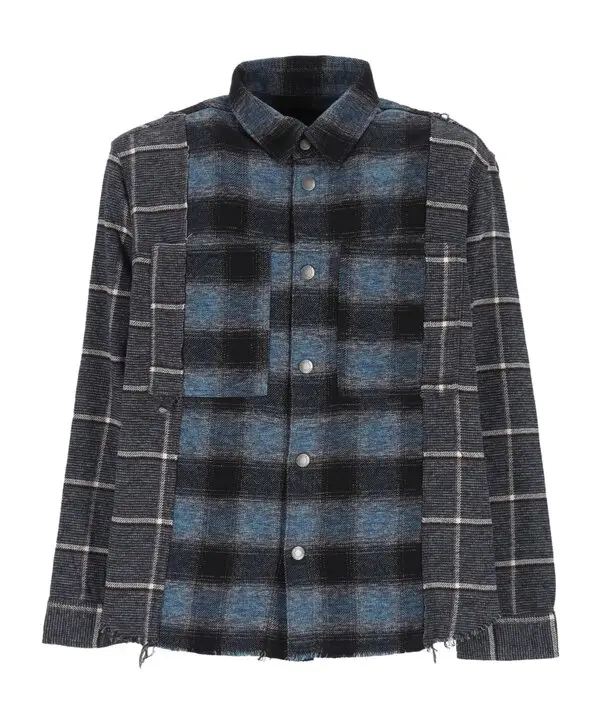 HAIKURE Check-pattern Frayed Shirt