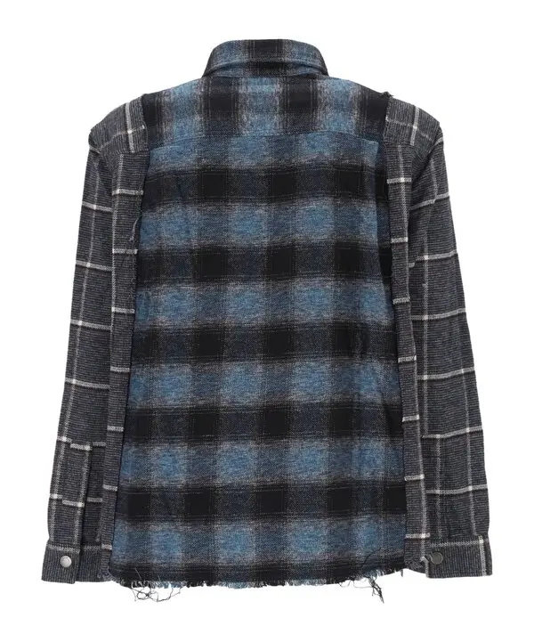 HAIKURE Check-pattern Frayed Shirt