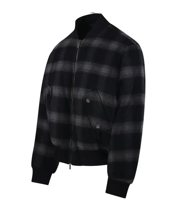 Off-White Plaid Wool Bomber Jacket