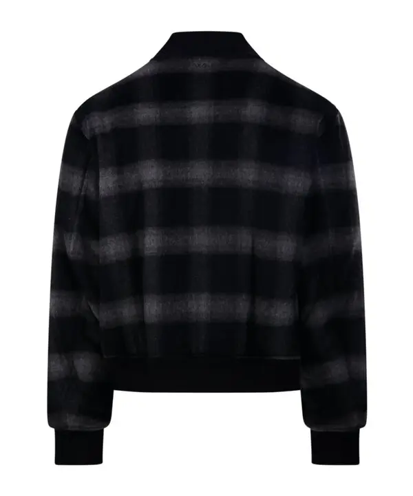 Off-White Plaid Wool Bomber Jacket