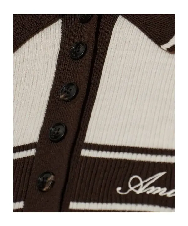 Amiri Contrast Striped Knitted Polo Shirt