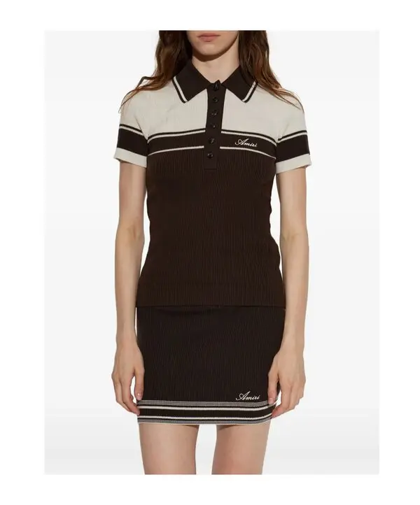Amiri Contrast Striped Knitted Polo Shirt