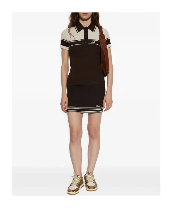 Amiri Contrast Striped Knitted Polo Shirt