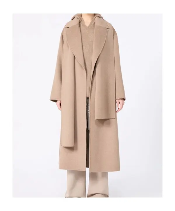Max Mara Double Wool And Cashmere Robe Coat - Clay