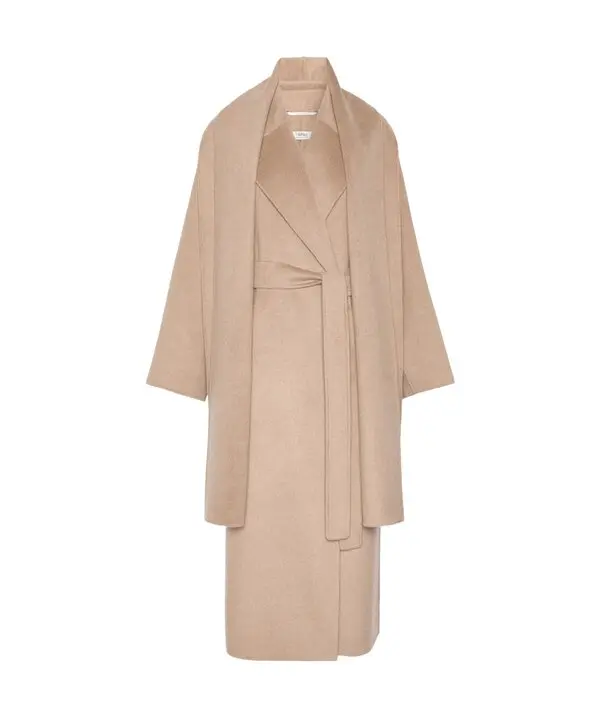 Max Mara Double Wool And Cashmere Robe Coat - Clay