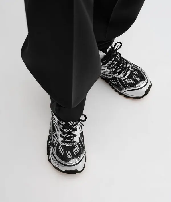 Bottega Veneta Orbit Lace-up Sneakers - Black/silver
