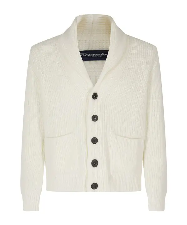 DRUMOHR Long Sleeve Single-breasted Cardigan - White