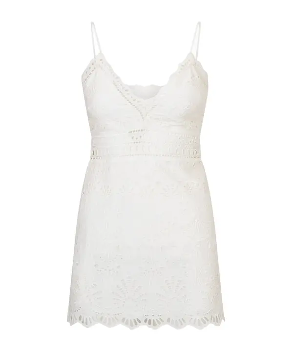 LoveShackFancy Cut-out Cotton Mini Dress - Optical White