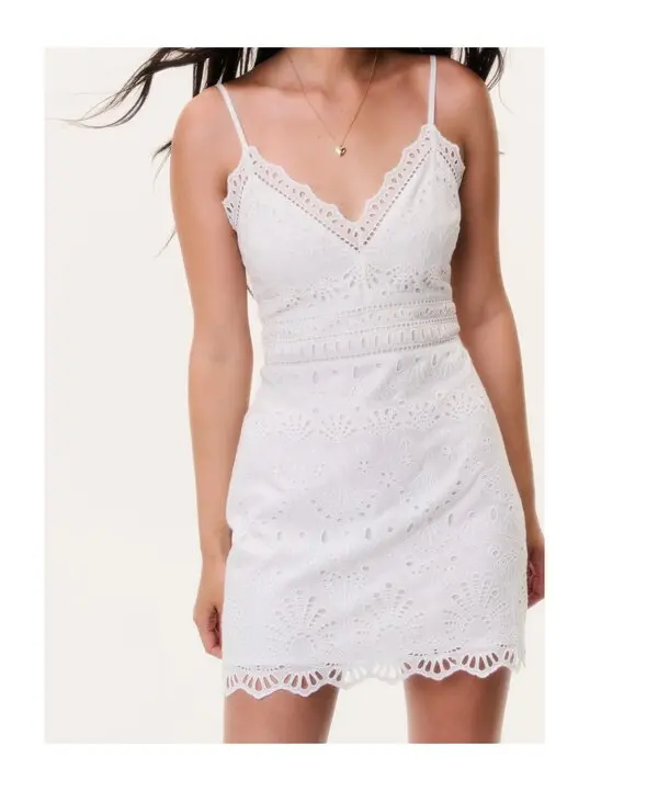 LoveShackFancy Cut-out Cotton Mini Dress - Optical White