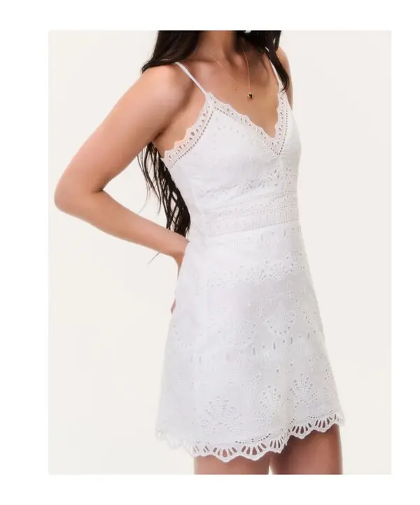 LoveShackFancy Cut-out Cotton Mini Dress - Optical White
