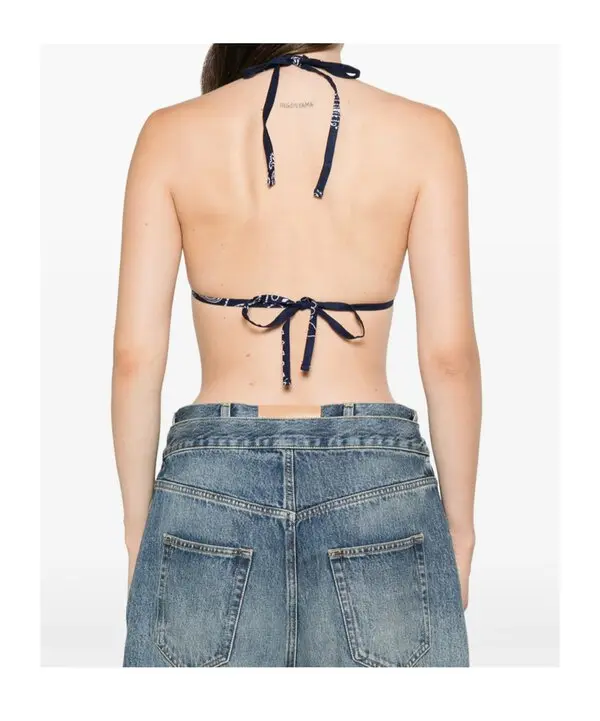 RE/DONE Paisley Print Lace-up Halter Top
