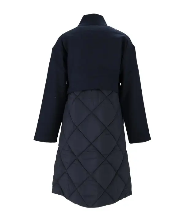 K-WAY Quilted Wool-blend Parka Coat - Navy Blue