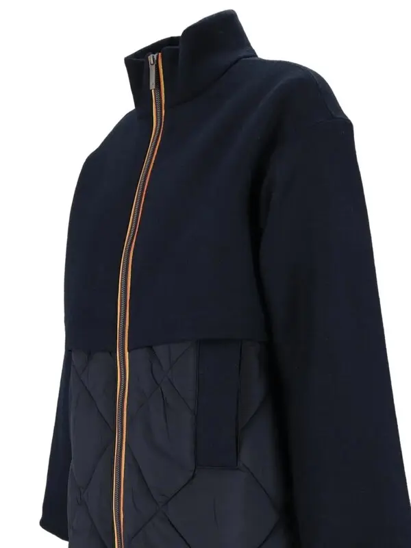 K-WAY Quilted Wool-blend Parka Coat - Navy Blue