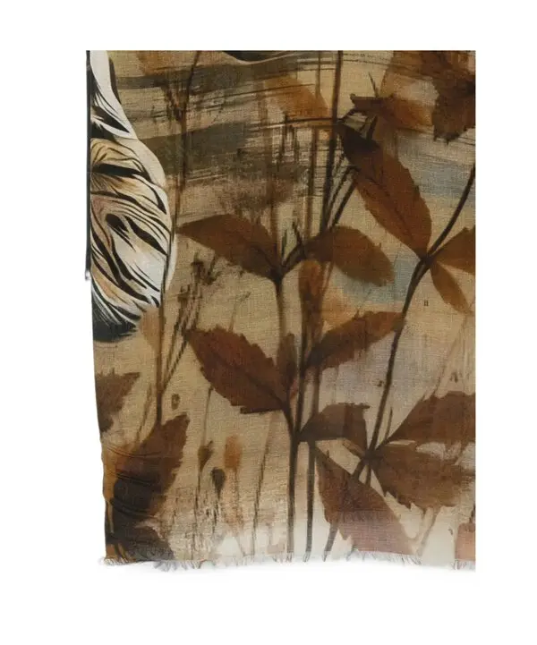 D'ANIELLO Animal-print Frayed-edge Scarf
