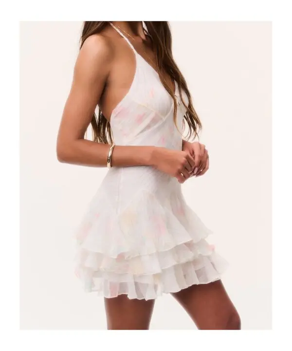 LoveShackFancy Adrinette Silk Chiffon Mini Dress - White