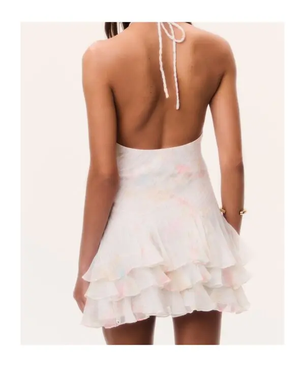 LoveShackFancy Adrinette Silk Chiffon Mini Dress - White