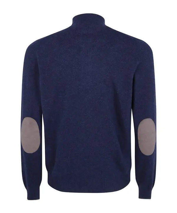 GRAN SASSO High Neck Half-zip Jumper With Ribbed Details - Blue