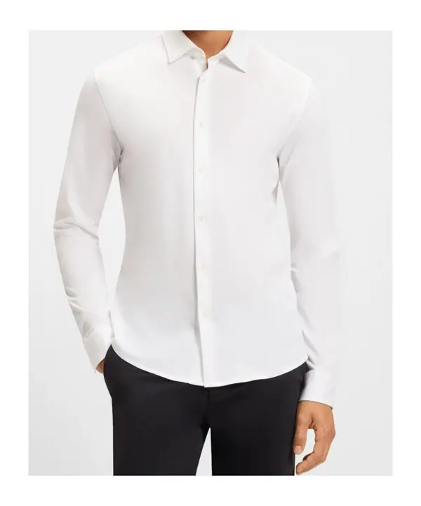 Hugo Boss Slim-fit Shirt In Melange Cotton Jersey
