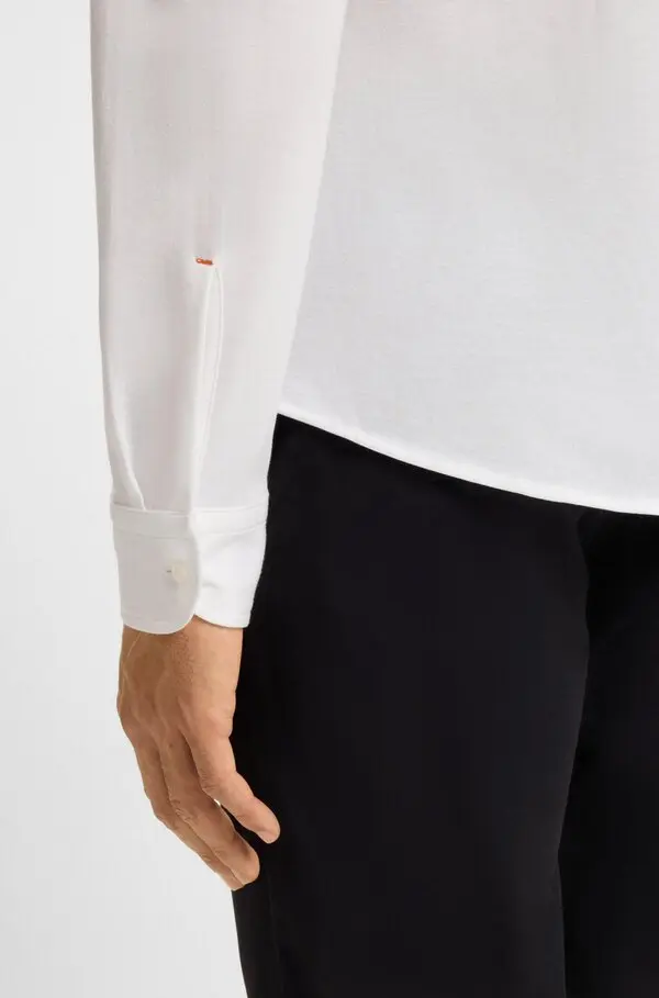 Hugo Boss Slim-fit Shirt In Melange Cotton Jersey
