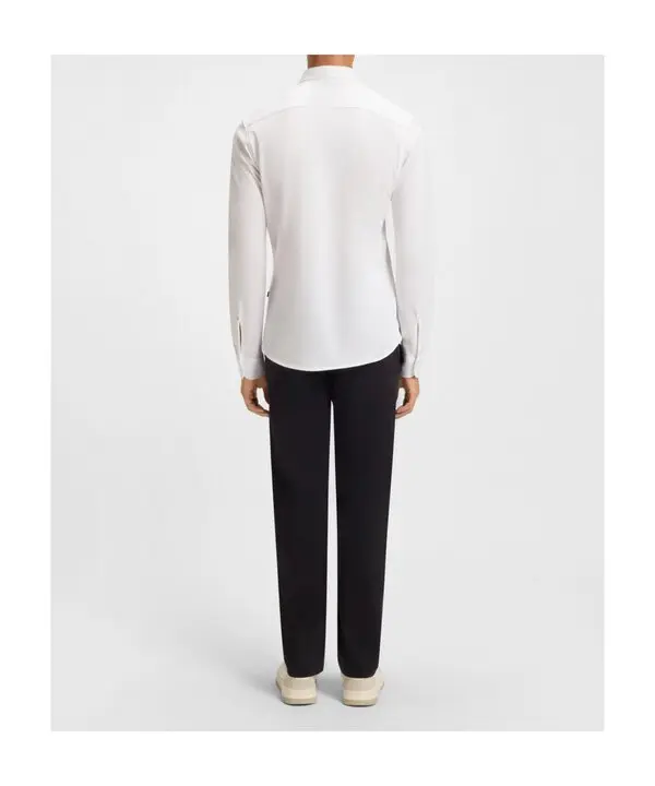 Hugo Boss Slim-fit Shirt In Melange Cotton Jersey