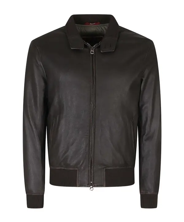 STEWART Long-sleeve Zip-up Leather Jacket